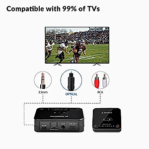 Avantree HT41866 Wireless Earbuds for TV Listening (Set of 2) with Bluetooth Transmitter, Individual Volume Control, 20Hrs Neckband Headphones, Plug & Play, No Audio Delay