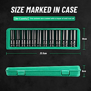 Seesii Professional Socket Set Wrench Kit, 11-Piece Metric 10-11-12-13-14-16-17-19-21-22-24mm, High-Torque C-V Steel Sockets for Automotive, Home Repair & DIY Projects