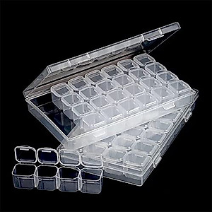 SULLMAR 3PCS 28 grids Rhinestone Box Diamond Picture Box Plastic Jewelry Storage Box Storage Container Gem Container Nail Tools Storage Box DIY Art Craft Nail Art Small Jewelry Bead Storage