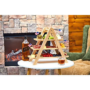 Noriginalic Appetizer Serving Tray Parawood Charcuterie Boards 3 Tier Serving Tray Dessert Table Display Set