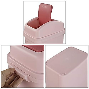 Asking 1.8 Gallon Small Trash Can with Swing-top Lid, Plastic Garbage Bin, Pink