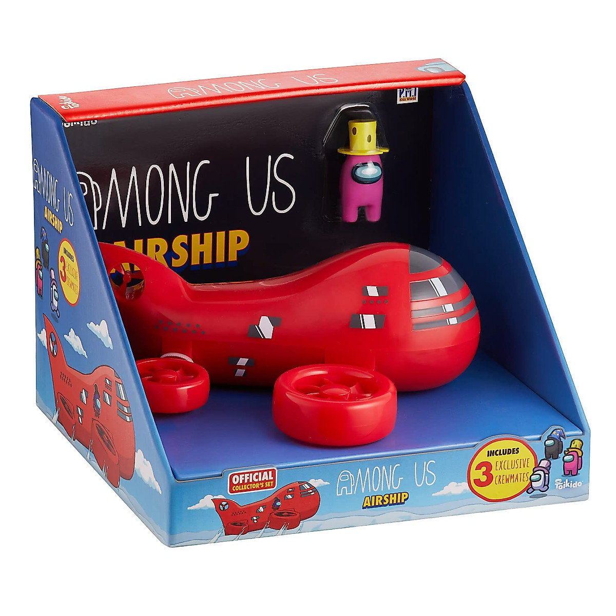 P.M.I. Exclusive Among Us Toys Set | Red Airship & 3 Unique Collectibles | Featuring Pink Crewmate in Muenster Hat | Perfect for Kids & Fans