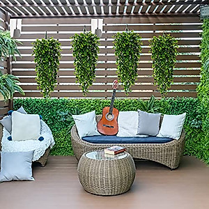 Sggvecsy 4 Pack Artificial Hanging Plants Fake Hanging Plant Faux Hanging Eucalyptus Plants UV Resistant Plastic Plants for Indoor Outdoor Room Wall Wedding Patio Porch Decor