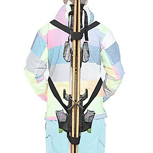 YYST Ski Tote | Skis and Poles Backpack Carrier | Ski and Pole Carry Sling Strap| ski Shoulder Strap -Hold your Poles together -Free your hand! Stronger than One Single Sling.