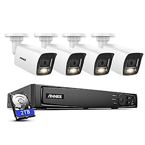 ANNKE H800 4K PoE Security Camera System, 12MP 8CH H.265+ NVR with 2TB Hard Drive for 7/24 Recording, AI Human/Vehicle Detection, 4x8MP Outdoor Bullet IP Cam, 4mm Lens, IP67, Built-in Mic&SD Card Slot