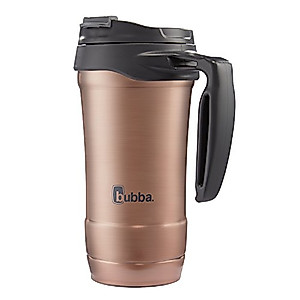 Bubba Classic Insulated Desk Mug, 52 oz, Black & bubba Hero Dual-Wall Vacuum-Insulated Stainless Steel Travel Mug, 18 oz, Rose Gold