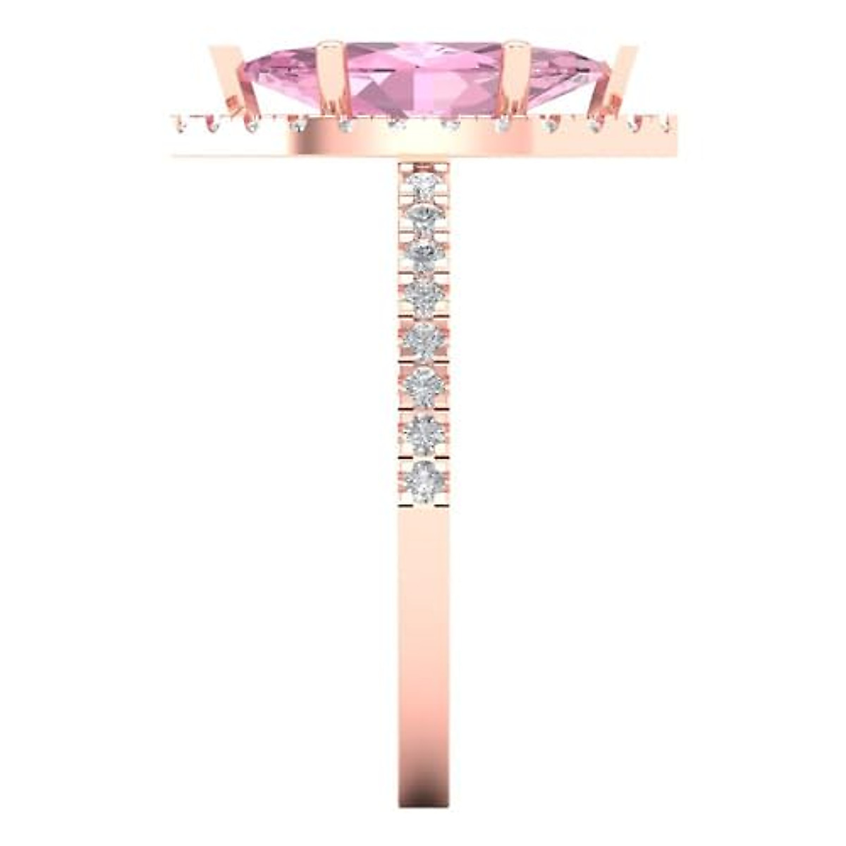 Clara Pucci 2.38 ct Marquise Cut Solitaire Halo Pink Simulated Diamond Engagement Promise Anniversary Bridal Ring 18K Rose Gold 4.5