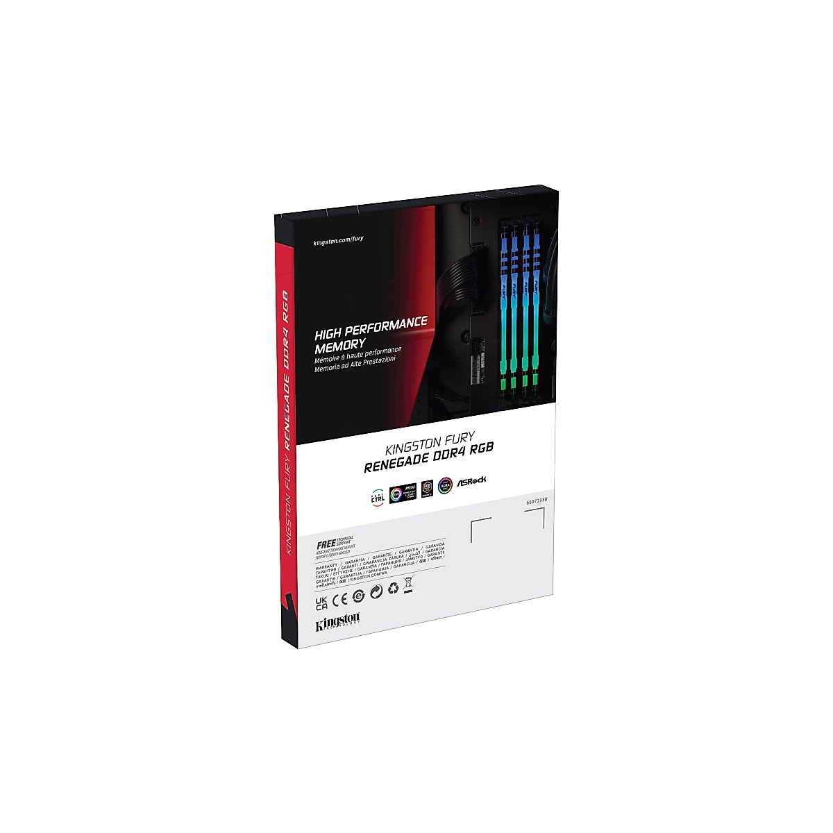 Kingston Fury Renegade RGB 64 GB (4 x 16 GB) 3600 MHz DDR4 CL16 Desktop Memory Kit of 4 KF436C16RB1AK4/64