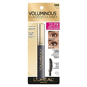L'Oreal Paris Makeup Voluminous Original Volume Building Mascara with Curved Brush, Black, 2 Count