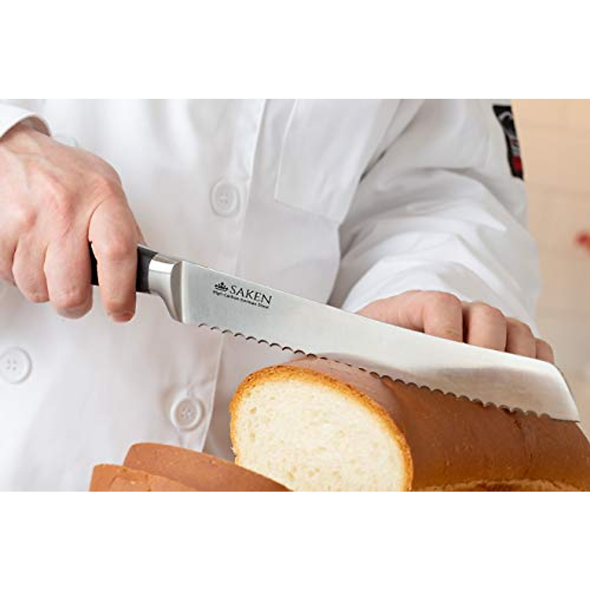 Saken Serrated Bread Knife 10 Inch - High-Carbon German Steel Serrated Knife with Ergonomic Black Pakkawood Handle and Full-Tang Design - Long Bread Knife Slicer Great for sourdough