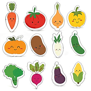 12Pcs Vegetables Cookie Cutter Set, Eggplant Corn Radish Pumpkin Tomato Stainless Steel Plaque Frame Pastry Biscuit Cake Fondant Pancake Stamps Mold, A More Fun Cookie to Children