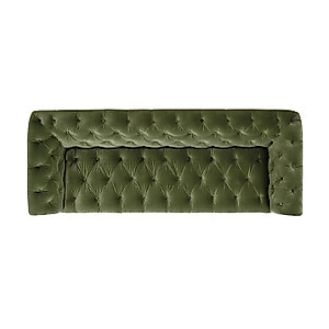 Jennifer Taylor Home Alto 88" Tufted Chesterfield Sofa, Olive Green Performance Velvet