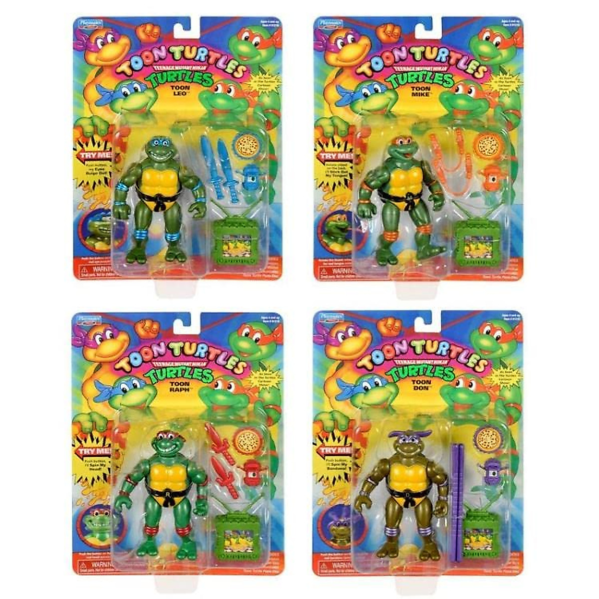 Teenage Mutant Ninja Turtles Figures Collection - Bundle with 4 TMNT Mini Figurines Toys for Boys with TMNT Stickers | TMNT Party Favors for Kids 8-12