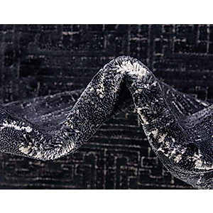 Unique Loom Uptown Collection by Jill Zarin Collection Textured Solid Geometric Modern Navy Blue Area Rug (9' 0 x 12' 0)