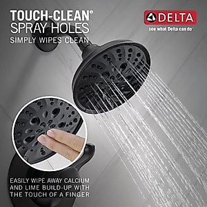 Delta Faucet Esato 14 Series Single-Handle Tub and Shower Trim Kit, Black Shower Faucet with 5-Spray H2Okinetic Black Shower Head, Matte Black 144897-BL (Valve Included)