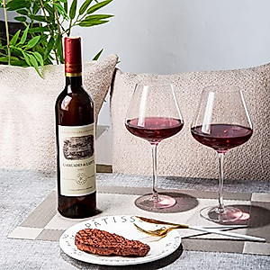 Hand Blown Red Wine Glasses Set of 4 – 23 oz Burgundy Wine Glasses With Long Stem – Lead-Free Premium Crystal Wine Glass – Unique Gift for Wedding, Anniversary, Christmas – Clear