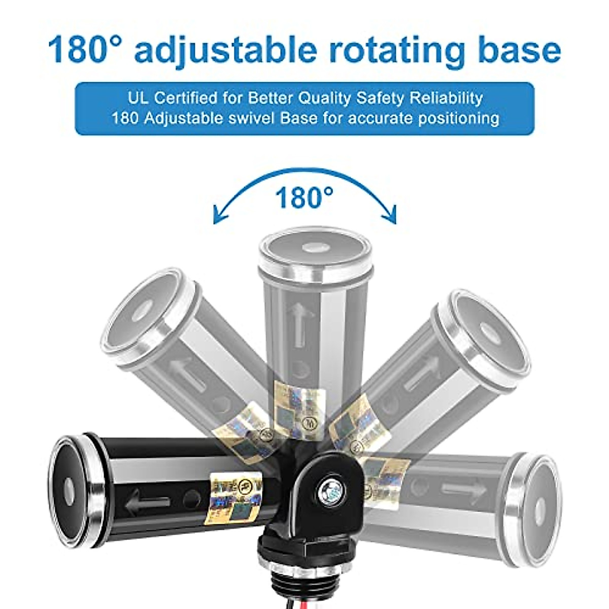 2 Pack Dusk to Dawn Sensor，Photocell Light Sensor for Outdoor Lighting, Photocell Sensor, DEOJOY Photo Cell Sensor, 120V-270V Input, UL, IP65 Photoelectric Switch, Photo Cells for Outdoor Light