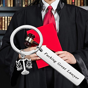 LQRI Scales of Justice Lawyer Gifts Fucking Great Lawyer Keychain Thank You Gift for Lawyer Attorney, Law School Graduates Gifts (silver)