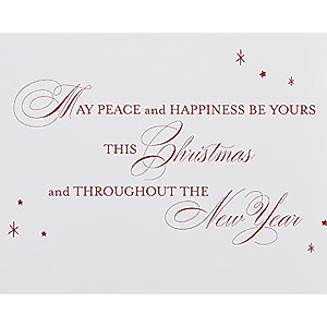 Papyrus Boxed Christmas Cards with Envelopes, Peace and Happiness, Glitter-Free Christmas Tree (12-Count)