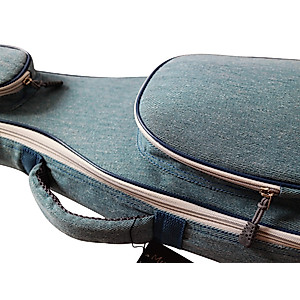 MUSIC FIRST Original Design 0.6" (15mm) Thick Padded Vintage Style Jeans Cloth/Denim Baritone Ukulele Case, Ukulele Bag (30"~31")