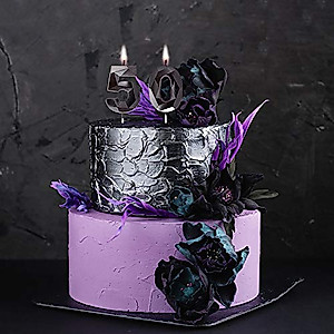 Happy Birthday Cake Candle Number, 3D Diamond Shape Smokeless Birthday Candle,3.11 Inch Gray Black Birthday Cupcake Toppers Decoration, Suit for Wedding Anniversary, Party, Children, Adults(Black 9