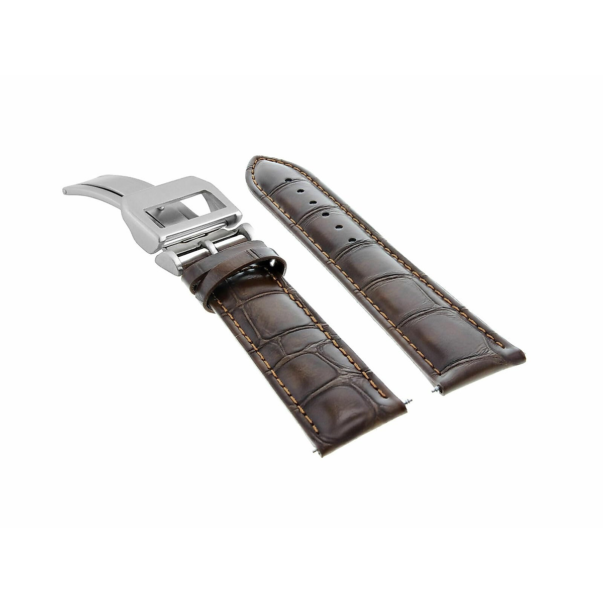 Ewatchparts 21MM LEATHER STRAP WATCH BAND COMPATIBLE WITH IWC PILOT PORTUGUESE PORTOFINO + CLASP D/BROWN