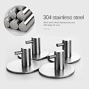 Onwon Self Adhesive Bathroom Hook Towel Robe, Brushed SUS304 Stainless Steel, Coat Hook, Key Holder, Umbrella Hats Clothes Heavy Duty Wall Hooks, Pack of 4 Pieces