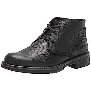Clarks Men's Morris Peak Waterproof Chukka Boot, Black Tumbled Leather, 9