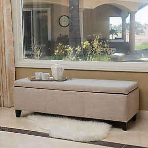 Great Deal Furniture Sarelia Bench Storage Ottoman (Light Beige)