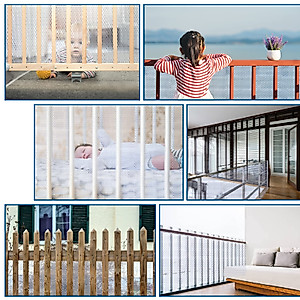 Indoor Outdoor Baby Safety Stair Railing Net Baby Proofing Stair Balcony Banister Rail Guard Child Safety Stair Protection Safe Rail 10ft L x 2.6ft H White