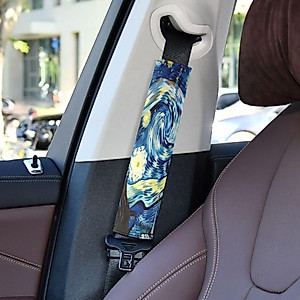 xigua Van Gogh Starry Night Car Seat Neck Cover, Soft Breathable Car Seat Strap Cover for Baby Kids Boys Girls, Seat Belt Covers for Car Seats, Pushchair, Stroller 2PCS