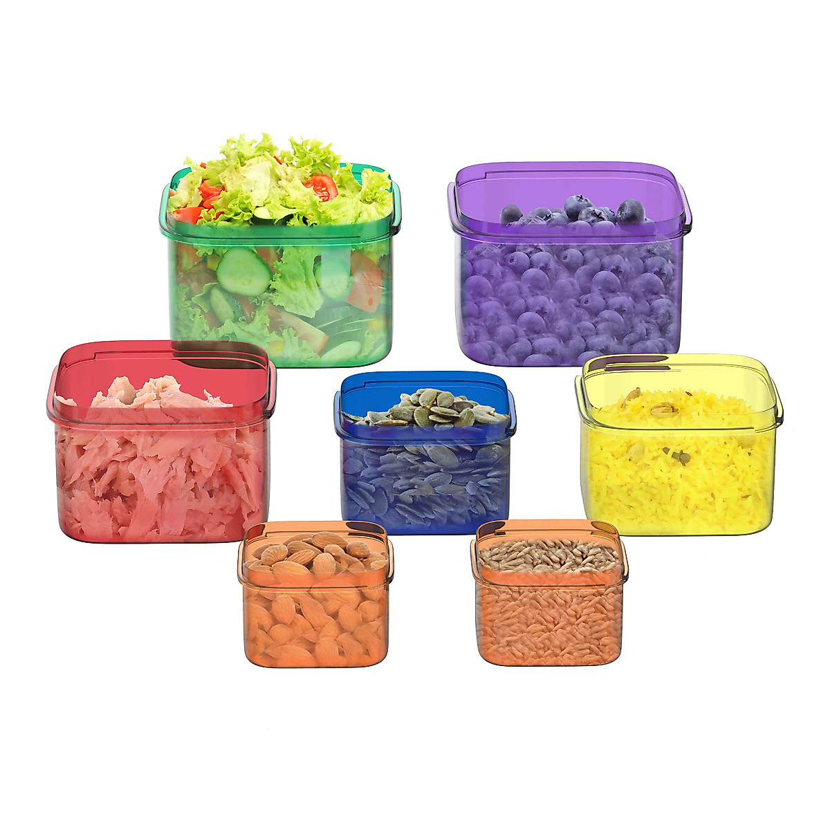 Portion Control Containers- 7 Piece Color Coded Food Storage Set for Meal Prep, Dieting BPA and DEHP Free, Microwave/Freezer Safe by Classic Cuisine