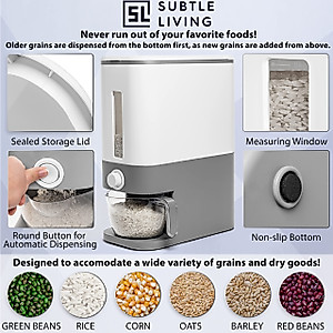 Subtle Living Qudasar Rice Dispenser - Automatic Rice Dispensing Bin - Large (22 liters) - Minimalist Style - Rice Storage Container