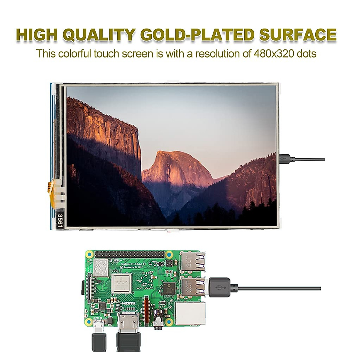 fo sa Monitor Display Raspberry Pi 3.5 Inch 480x320 TFT LCD Touch Screen Display Resistor for Raspberry Pi with Stylus Pen, Size 85.42 x 55.60 mm