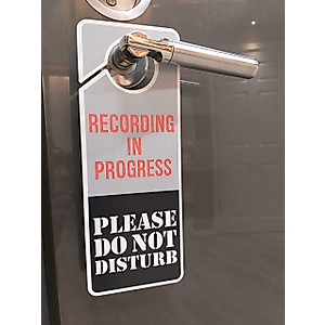 CLEVER SIGNS Recording in Progress - Please Do Not Disturb Sign, Door Knob Hanger 2 Pack, Double Sided, Ideal for Using in Any Room.
