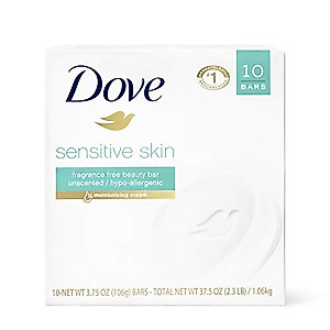 Dove Beauty Bar More Moisturizing Than Bar Soap Sensitive Skin Effectively Washes Away Bacteria, Nourishes Your Skin 3.75 oz 10 Bars