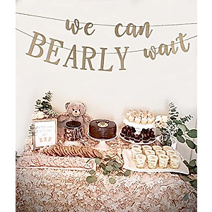 We Can Bearly Wait Baby Shower Decorations Teddy Bear Baby Shower Banner Sign Gender Reveal Neutral Party Garland Nursery Decoration Photo Props (Kraft)