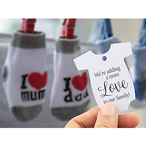 Summer-Ray 50pcs Baby Onesie Adding S'More Love to Our Family Baby Shower Favors Gift Tags Thank You Tags (White)