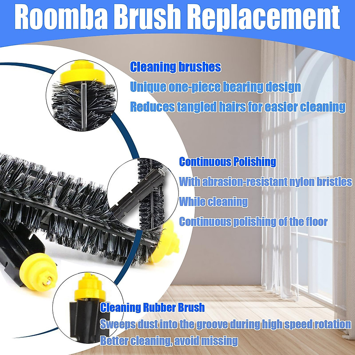 Replacement Parts for iRobot Roomba 600 500 Series 694 695 677 671 690 680 660 650 620 614 595 585 564 Vacuum Robotic,2 bristle brush, 2 beater brush, 8 spinning side brush, 8 AeroVac filters