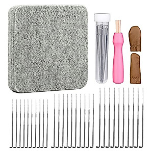 Needle Felting Kit,Needle Felting Pad,Needle Felting Tool with 6"x6"Needle Felting Mat,Felting Needles for Wool,Leather Finger Guards,Good for Any Felting