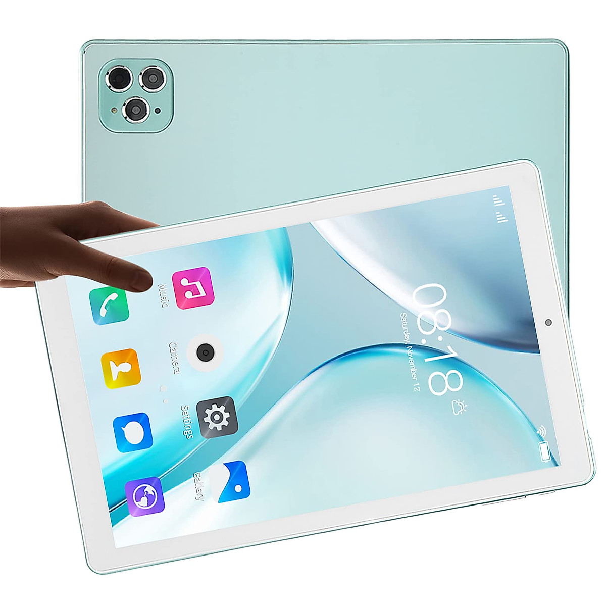 GLOGLOW HD Tablet, 10.1 Inch IPS Office Tablet US Plug 100‑240V 2 Card Slots for Travel (Green)