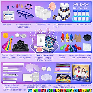 STEM Science Kits For Kids - 56 Science Lab Experiments For Teenagers Age 8-10-12-14 Volcano Crystal Growing Chemistry Projects,Educational Activities Toys Game For Boy & Girl Christmas Birthday Gifts