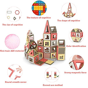 AOMIKS 173Pcs Magnetic Tiles 3D Mini Magnetic Blocks for Kids Educational Inspirational Learning & Creativity STEM Building Toys for Girls and Boys Ages 3 Years + Birthday Gift