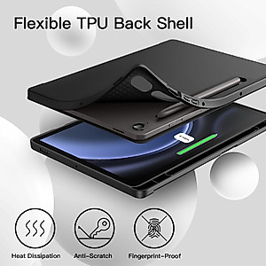 JETech Case for Samsung Galaxy Tab S9 FE 10.9-Inch with S Pen Holder, Soft TPU Tri-Fold Stand Protective Tablet Cover, Support S Pen Charging, Auto Wake/Sleep (Black)