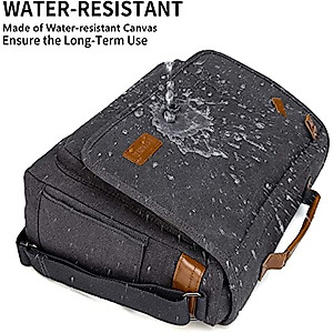 ESTARER Computer Messenger Bag 17-17.3 Inch Water-resistance Canvas Laptop Shoulder Bag for Travel Work College New Version, Grey