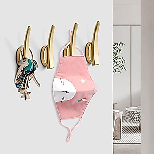 Gold Wall Hooks Coat Hooks 4 Pack Towel Hooks Wall Mounted Single Hook Heavy Duty Hardware Robe Hooks for Hanging Brushed Gold Hooks Zinc Alloy Hooks for Bathroom Garage Entryway Kitchen Home