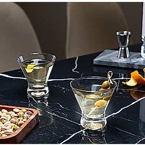 Set of 6 Martini Glasses - 8 oz Exquisite Stemless Martini Glass, Short Cocktail Glasses, Cosmopolitan Glasses, Margarita, Whiskey, Gin, Tequila, Scotch, Bourbon, Bar Drinking Glasses Gift Set