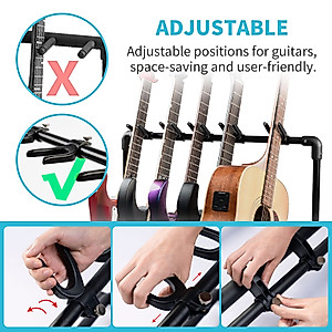 GUITTO Multi Guitar Rack Stand Foldable Universal Display Rack Portable Guitar Holder for Band Stage Bass Acoustic Guitar -5 Holder GGS-07