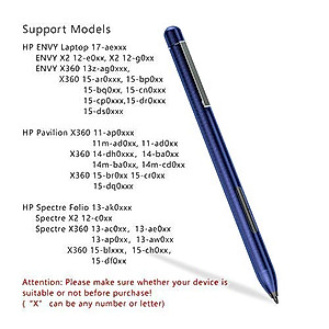 ﻿Stylus Pen for HP Pavilion x360 11m-ad0 14M-ba0 14-cd0 15-br0; HP Envy x360 15-bp0 15-bq0, x360 15-cn0, X2 12-e0xx,X2 12g0xx ; HP Spectre x360 13-ac0xx 15-blxxx (Blue)