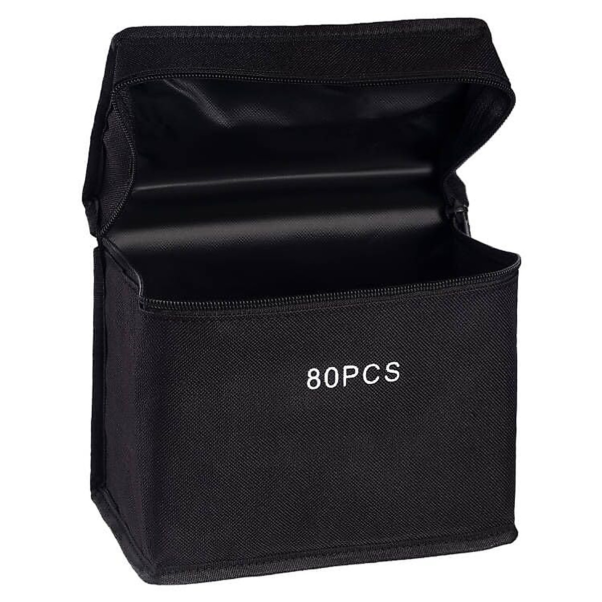 chfine Marker Case, Canvas Zippered Pen Bag Pencil Organizer for 80 Pcs Markers, Soft Stationary Storage Portable Large Capacity Organizer for School Students Teen Boys Girls, Black